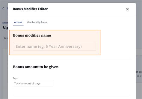 Create Bonus Modifiers In Time Off