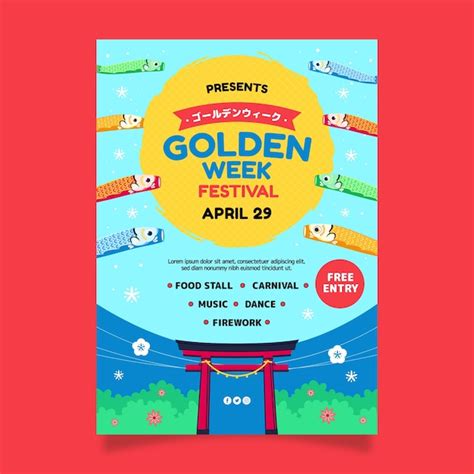 Free Vector Flat Vertical Poster Template For Golden Week Celebration