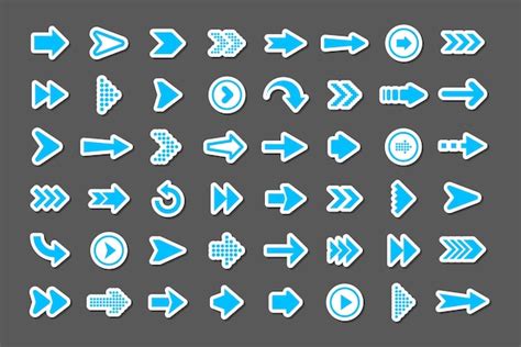 Premium Vector Colorful Arrow Stickers Set Blue Cursor Icons Pointers Collection Simple Arrows