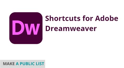 Keyboard Shortcuts For Adobe Dreamweaver Makeapubliclist