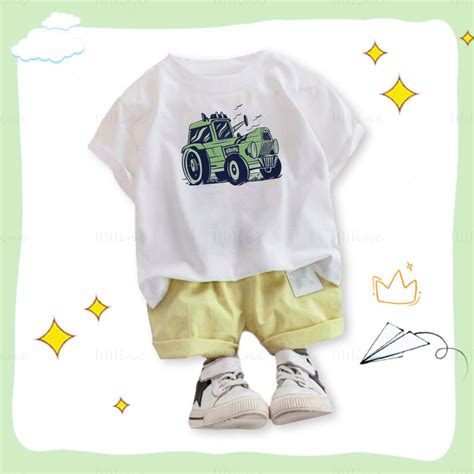 Light Green Tractor Hand Drawn Pattern Vector Illustration