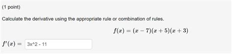 solved calculate the derivative using the appropriate rule