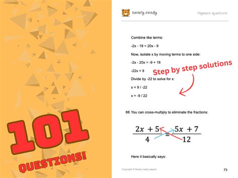 101 Algebra Questions With Solutions For 11 Plus Exams Ages 9 10 11 Etsy