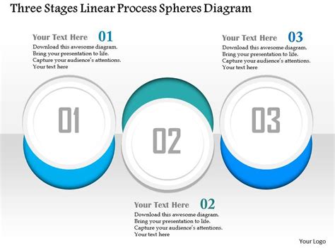0914 business plan three stages linear process spheres diagram
