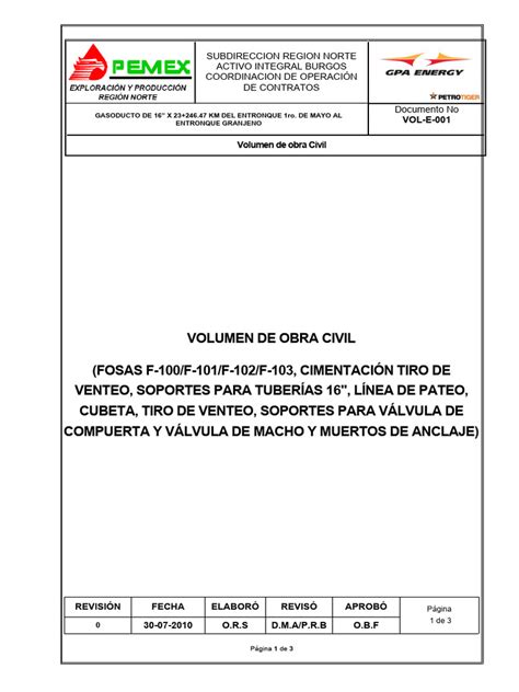 Vol E 001 Volumen De Obra Civil Pdf Materiales De Construcción