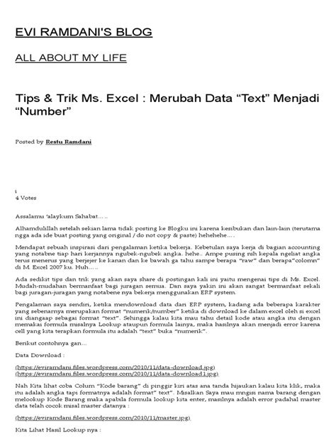 Tips And Trik Ms Excel Merubah Data Text Menjadi Number Evi