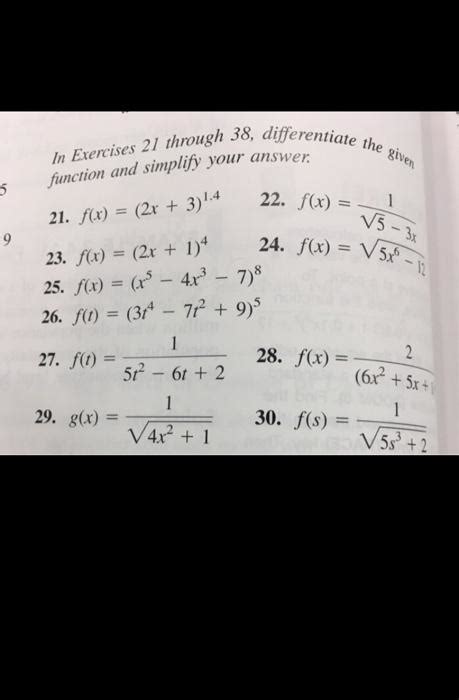 Solved In Exercises Through Differentiate The Given Chegg
