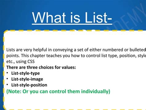 introduction to css list styles lesson 8 ppt