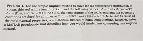 Solved Problem 4 Use The Simple Implicit Method To Solve