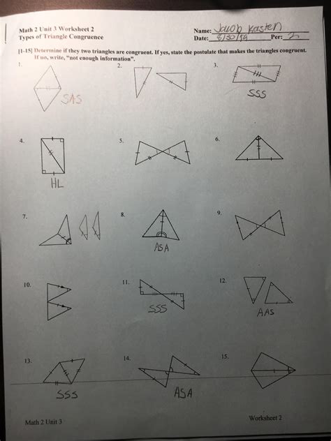 [highschool Geometry Triangle Congruence] How Do I Determine If 2 10 And 15 Are Congruent