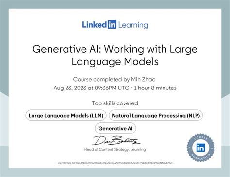 Min Zhao On Linkedin Certificate Of Completion