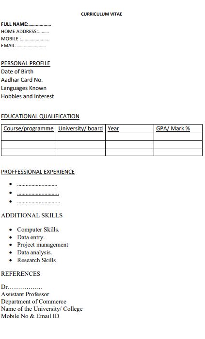 How To Write And Structure A CV IGNOU TUTOR