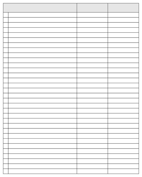 Blank Spreadsheet Template Free Printable