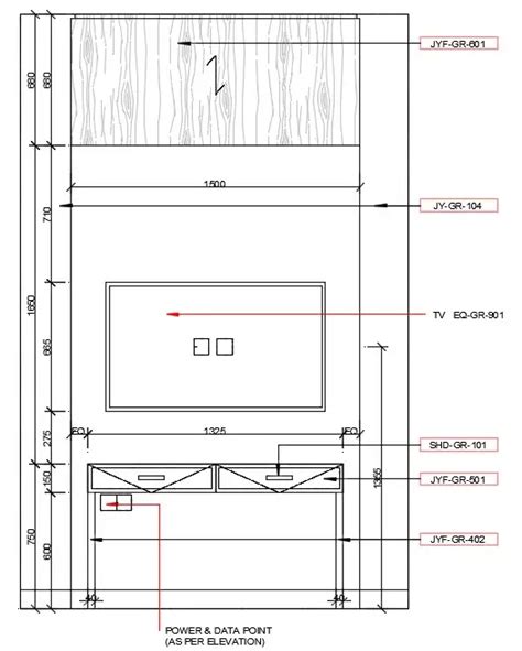 Tv Unit Elevation Detail Provided In This Cad Drawing File Download