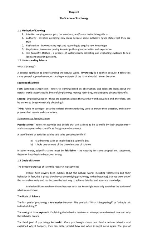 Field Methods In Psychology Chapter 1 Notes Summaries Psychology