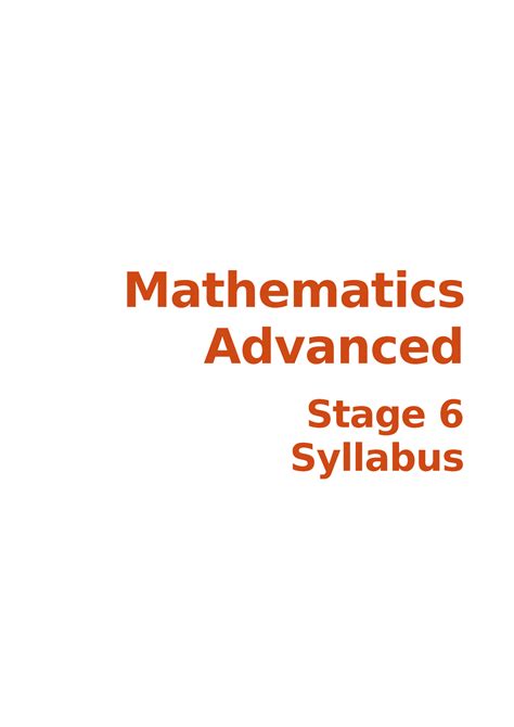Mathematics Advanced Stage 6 Syllabus 2017 Nsw Syllabus For The