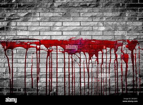 Bloody Brick Wall In The Dark For Horror Content And Halloween Festival