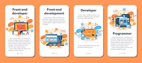 Premium Vector Frontend Development Mobile Application Banner Set