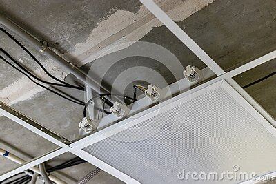 False Ceiling Installation In A Modern Office Building Communications