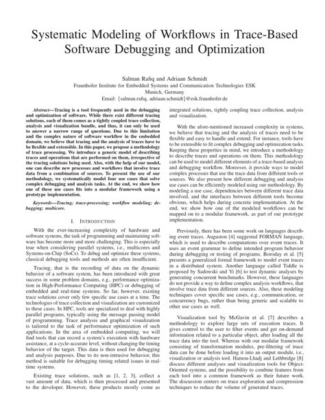 Pdf Systematic Modeling Of Workflows In Trace Based Software Debugging And Optimization