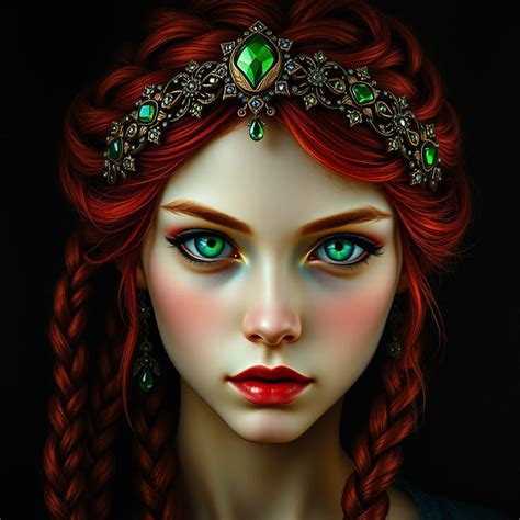 Green Eyes Enigmatic Fairy Goddess In Emerald Green Gaze