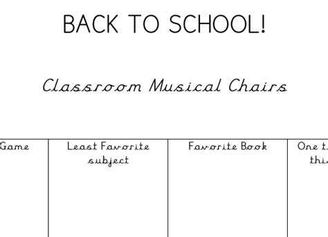 Musical Chairs Classroom Edition Teaching Resources