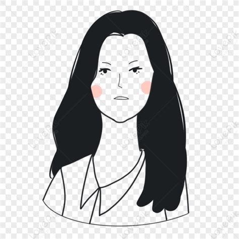 흰 셔츠에 긴 머리를 가진 무색 캐릭터 일러스트 아바타 소녀아름다운만화 남자 Png 일러스트 무료 다운로드 Lovepik