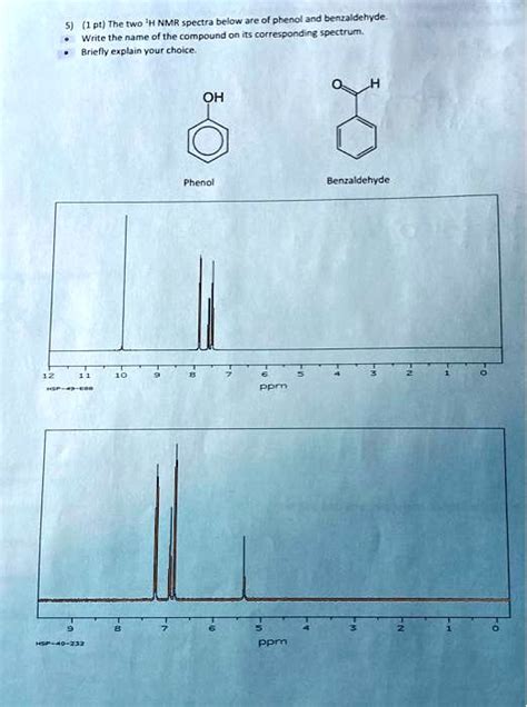 5 1 Pt The Two 1h Nmr Spectra Below Are Of Phenol And Benzaldehyde