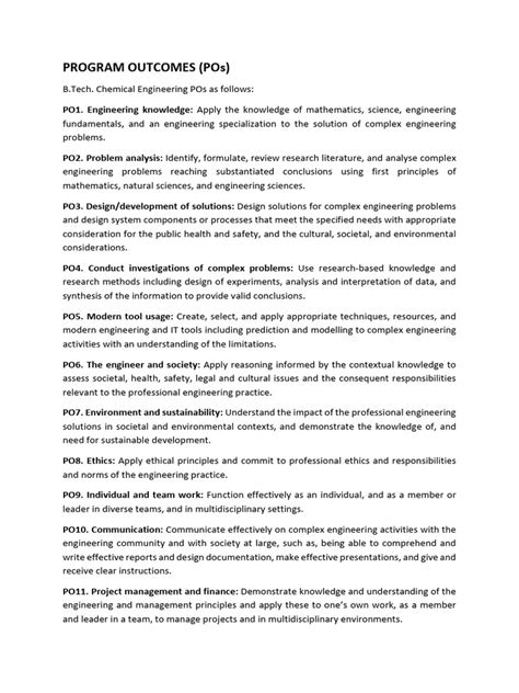 Program Outcomes Pdf Engineering Knowledge
