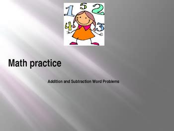 Math Practice Addition And Subtraction Word Problems PowerPoint