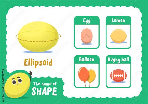 Learning Ellipsoid Shape Sheet With Object Cards Illustration Cartoon