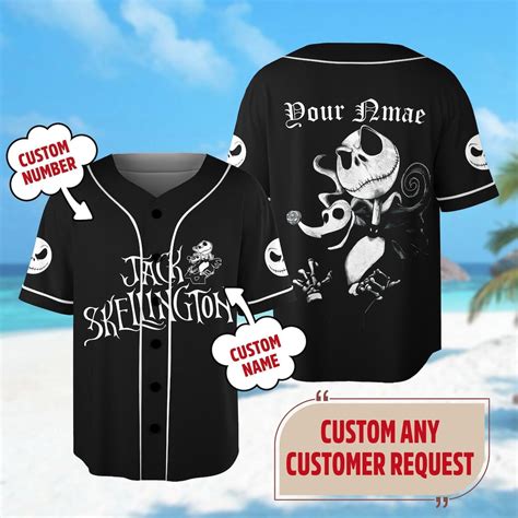 Personalized Dn Jack Skellington Baseball Jersey Custom Name Nightmare