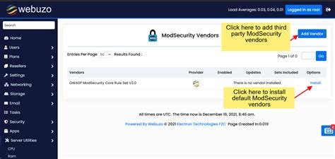Modsecurity Vendors Webuzo