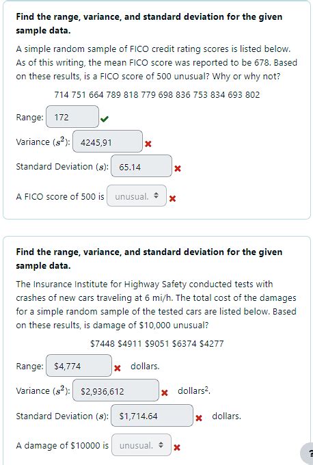 Solved Find The Range Variance And Standard Deviation For Chegg