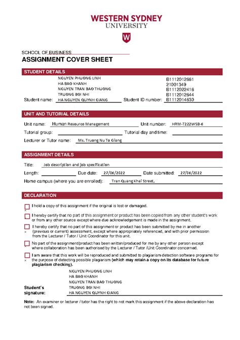 Group Assignment 1 Jd And Js For Online Content Creator In Vccorp School Of Business