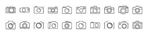 사진 카메라 라인 아이콘 팩 편집 가능한 스트로크 카드 앱 배너 게시물 디자인을 위한 미니멀한 선형 그림 가정용 캠코더에 대한 스톡 벡터 아트 및 기타 이미지 Istock