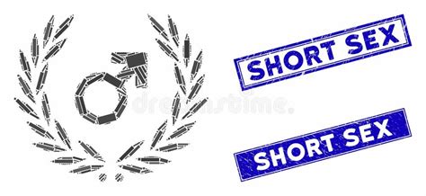 Male Symbol Laurel Wreath Mosaic And Scratched Rectangle Short Sex Stamp Seals Stock