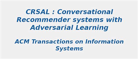 Current Research Topic In Conversational Recommender Systems With