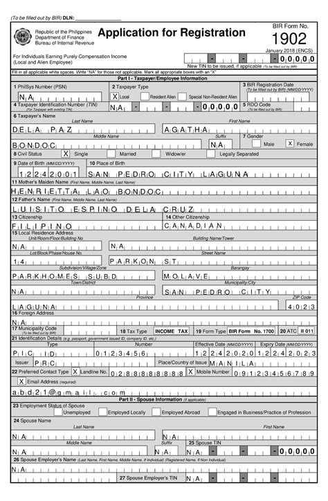 Amores Activity 2 Bir Form 1902 To Be Filled Out By Bir Dln