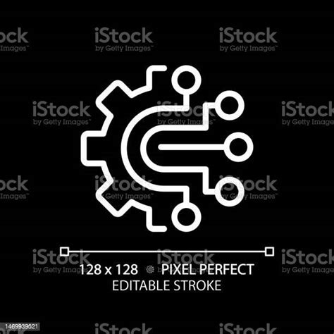 aiops pixel perfect white linear icon for dark theme stock illustration