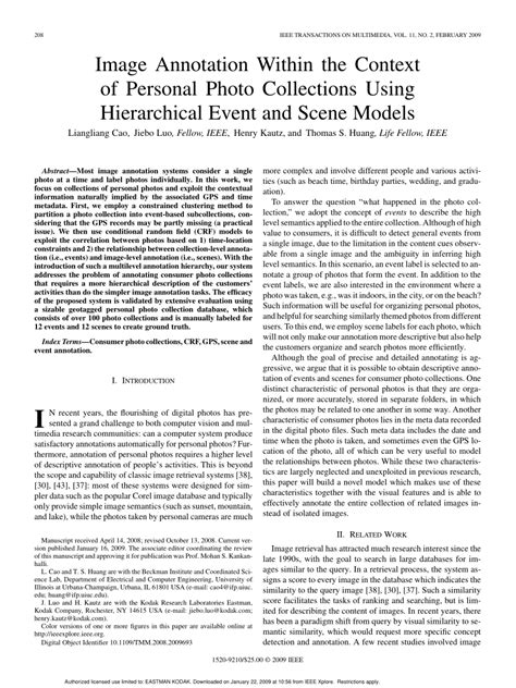 Pdf Image Annotation Within The Context Of Personal Photo Collections Using Hierarchical Event