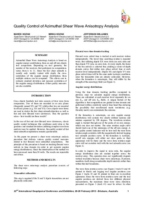 Pdf Quality Control Of Azimuthal Shear Wave Anisotropy Analysis