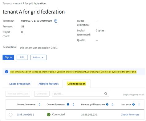 manage the permitted tenants for grid federation