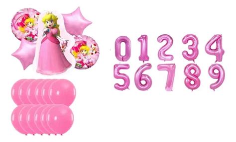 Globos Metalizado Princesa Peach Numero Globo Adhesivo Cuotas sin interés