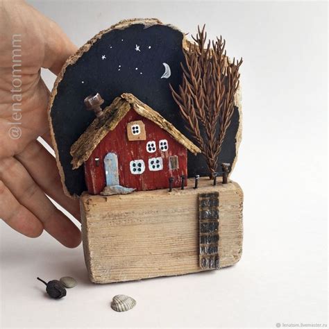 Южная ночь вешалка домики дрифтвуд арт в интернет магазине на Ярмарке Мастеров Анапа