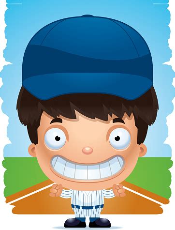Vetores De Jogador De Beisebol Do Desenho Animado Menino Sorrindo E Mais Imagens De Campo Istock