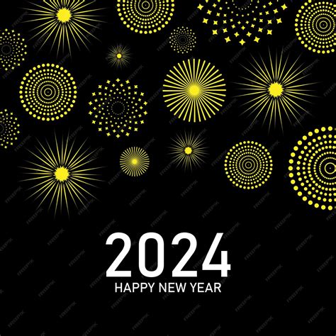 Premium Vector 2024 Happy New Year Greeting Card With Fireworks