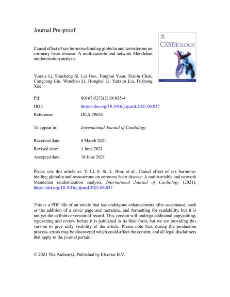 Pdf Causal Effect Of Sex Hormone Binding Globulin And Testosterone On