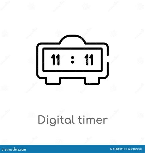 Outline Digital Timer Vector Icon Isolated Black Simple Line Element Illustration From