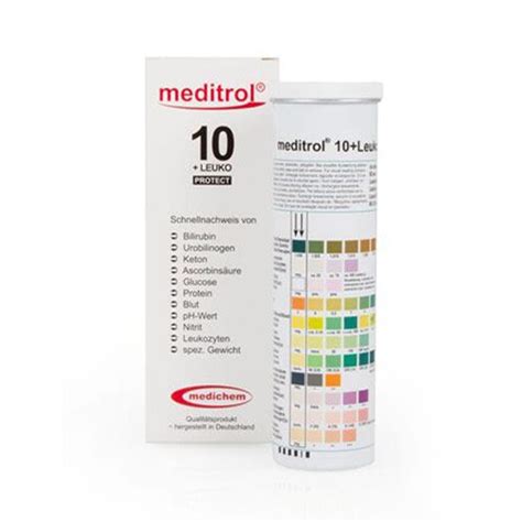Meditrol 10 Teststroken Voor Het Bepalen Van Glucose Eiwit Ketonen Ph Bloed Nitriet